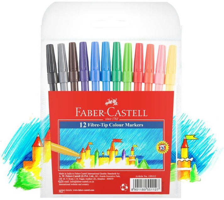 Faber-Castell Fibre Tip Koki Pens (12-Pack Assorted Colours ...